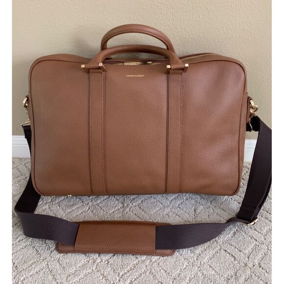 Hook & Albert | Bags | Hook Albert Brown Pebbled Leather Laptop ...